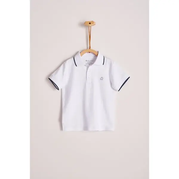 BABYCOTTONS Polo Short Sleeve Shirt Logo Manga Corta - White/blue