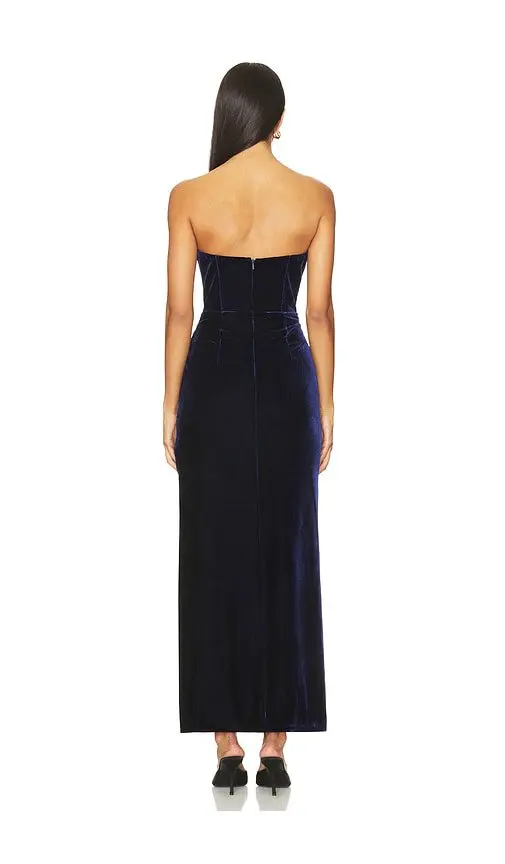 Bardot Navy Everlasting Velour Midi Dress