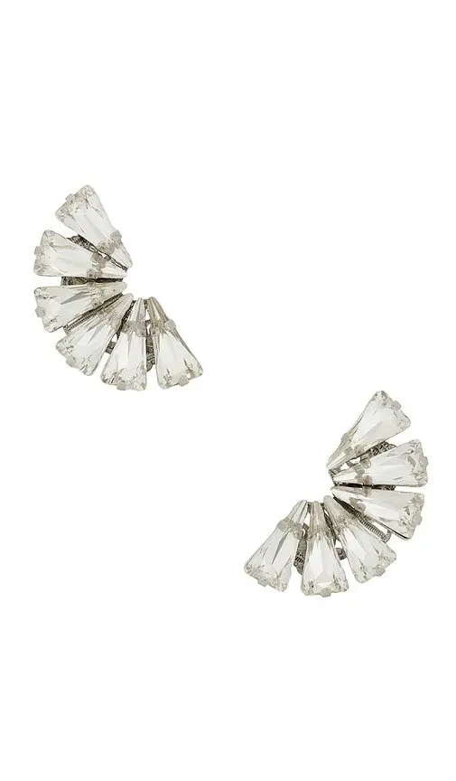 ANTON HEUNIS Omega Clasp Fan-shaped Detail Stud - Crystal & Silver