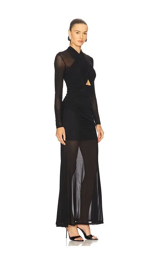 Bardot Veria Wrap Mesh Maxi Dress
