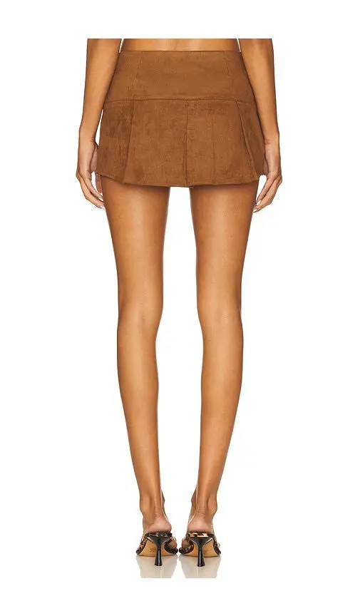 ZEMETA Suede Box Pleat Mini Skirt
