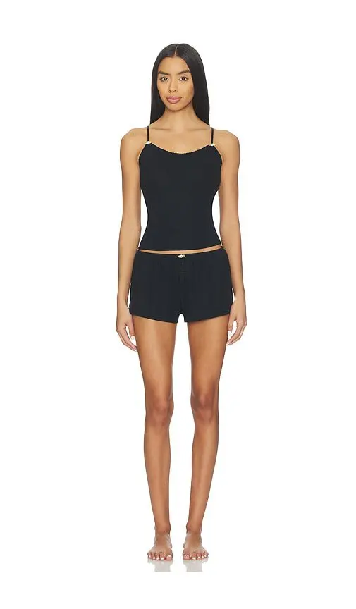HOMEBODII Pointelle Cami Set - Black