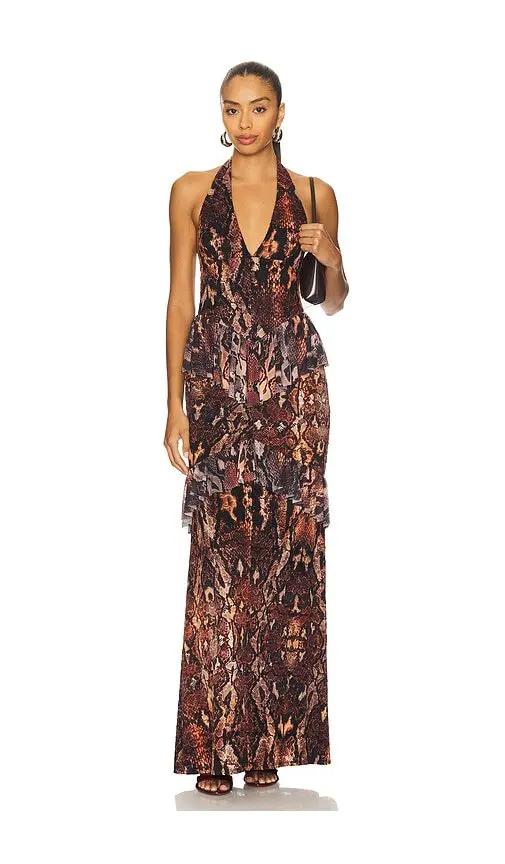 Afrm Athens Crochet Lace Maxi Dress - Umber Snake - 27% Off | Editorialist