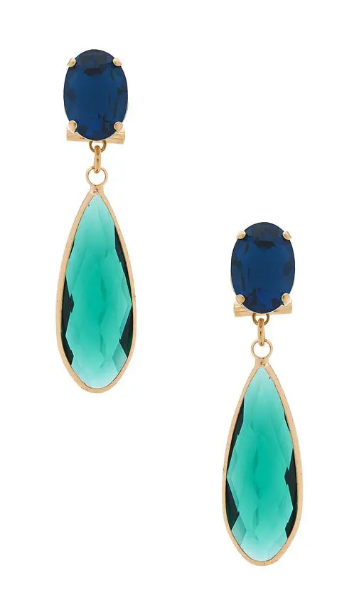 ANTON HEUNIS Omega Clasp Drop Earrings - Blue  Green  & Gold