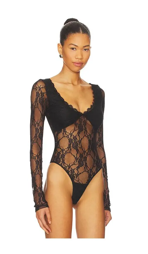 Superdown Lace Bodysuit With Long Sleeves