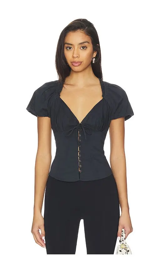 Free People Ruffled Trim Blouse