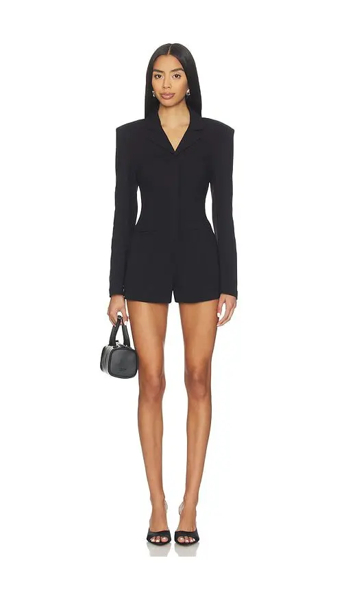 WeWoreWhat Cinch Waist Blazer Romper - Black