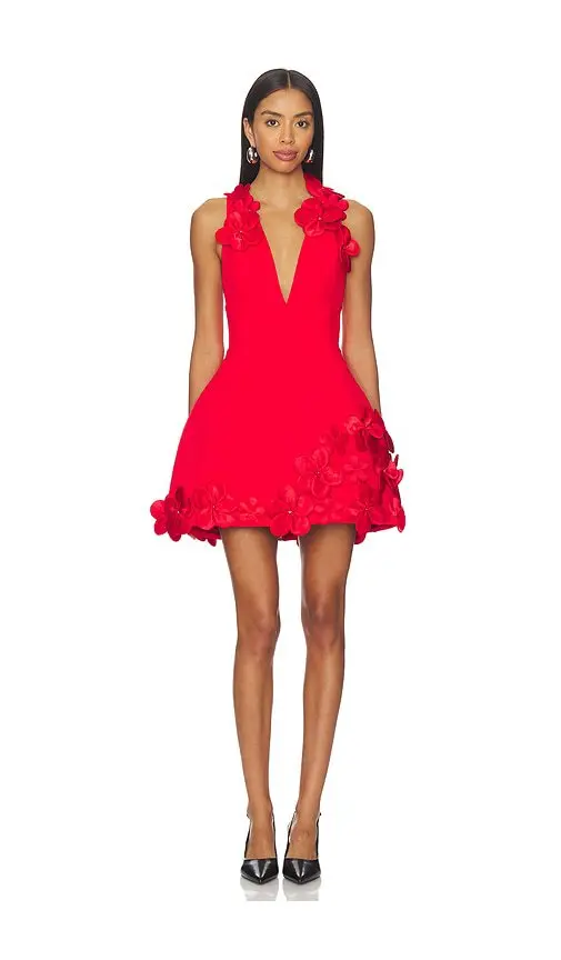 BRONX BANCO Estelle Mini Dress With 3d Floral Accents