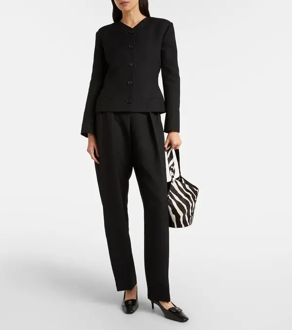 Khaite Dugan Wool Tapered Pants - Black