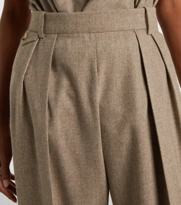 Khaite Dugan Wool-blend Tapered Pants - Brown