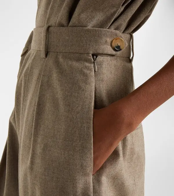 Khaite Dugan Wool-blend Tapered Pants - Brown