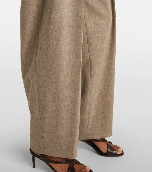 Khaite Dugan Wool-blend Tapered Pants - Brown