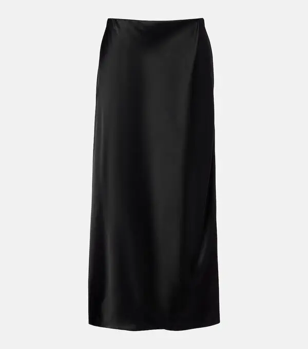 Khaite Demi Satin Midi Skirt - Black