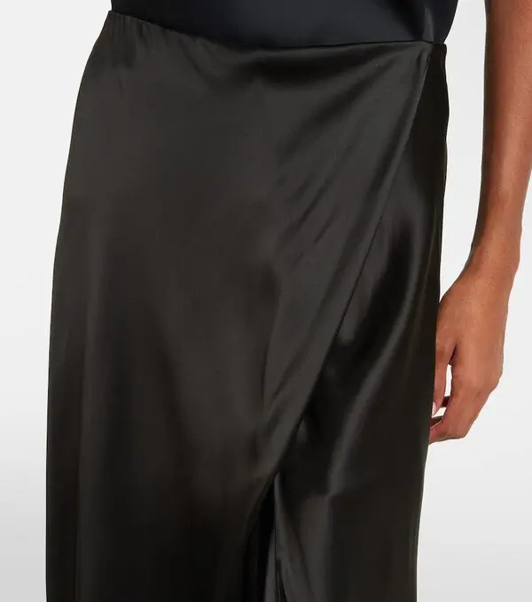 Khaite Demi Satin Midi Skirt - Black