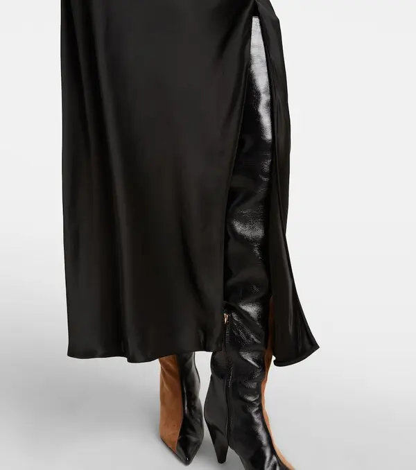 Khaite Demi Satin Midi Skirt - Black