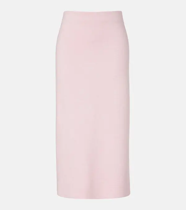 Khaite Patri Knitted Wool Midi Skirt - Pink