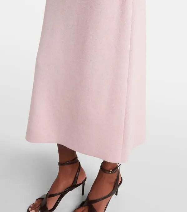 Khaite Patri Knitted Wool Midi Skirt - Pink