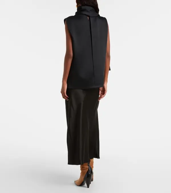 Khaite Scarf-detail Crêpe Satin Top - Black