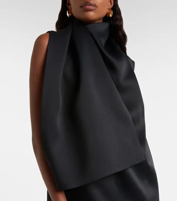 Khaite Scarf-detail Crêpe Satin Top - Black