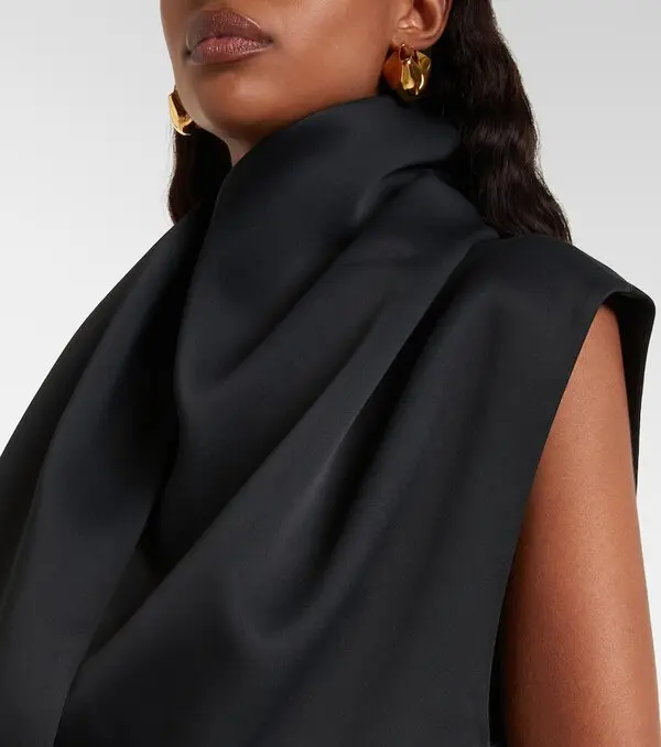 Khaite Scarf-detail Crêpe Satin Top - Black