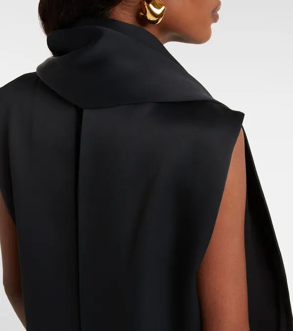Khaite Scarf-detail Crêpe Satin Top - Black