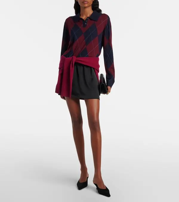 LESET James Argyle Wool Polo Sweater