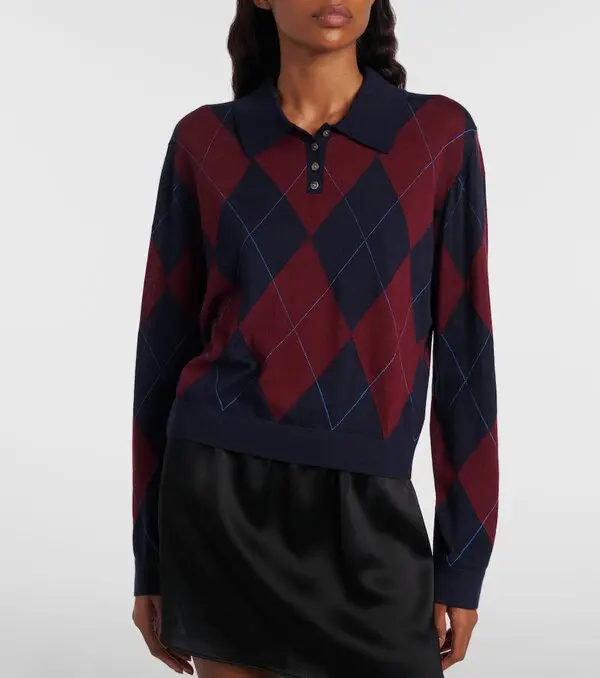 LESET James Argyle Wool Polo Sweater