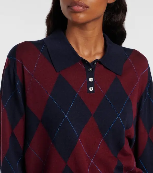 LESET James Argyle Wool Polo Sweater