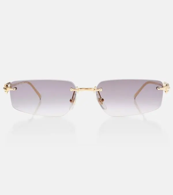 Cartier Clash De Rectangular Sunglasses - Gold