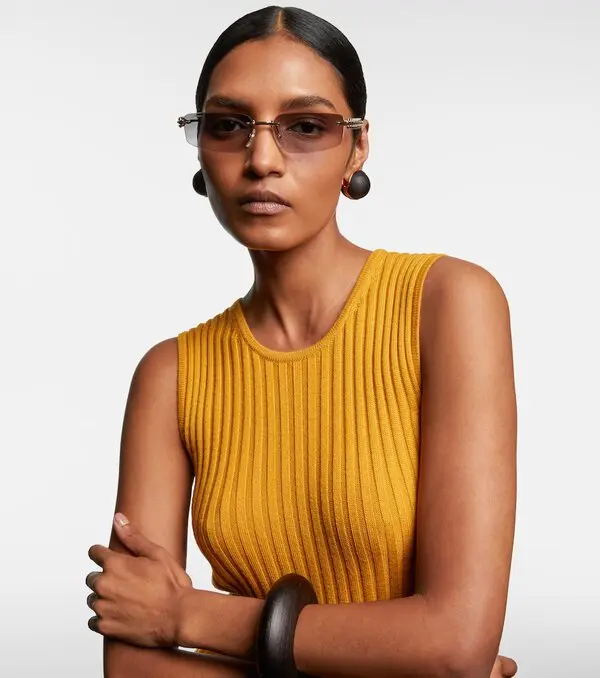 Cartier Clash De Rectangular Sunglasses - Gold