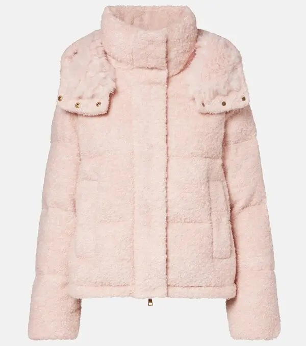 Moncler Virieu Hooded Bouclé Down Jacket