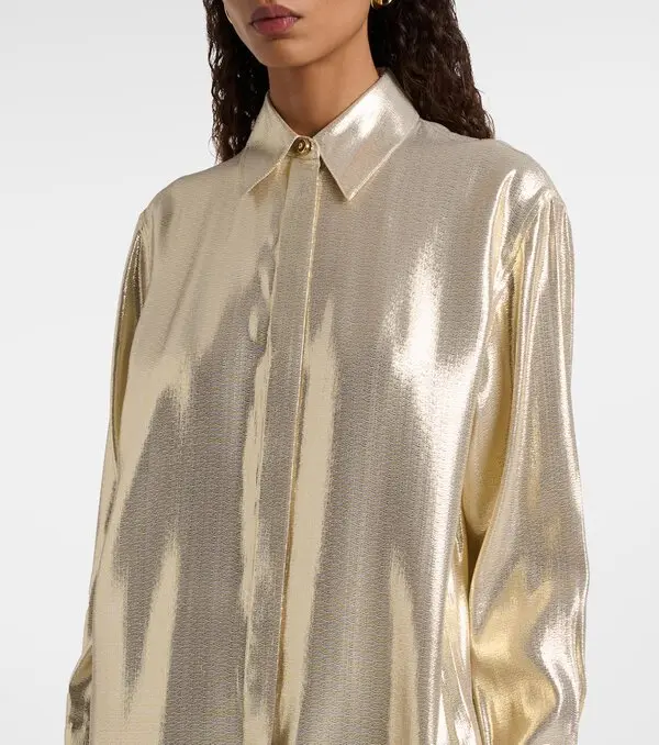JOSEPH Capri Silk-blend Lamé Blouse