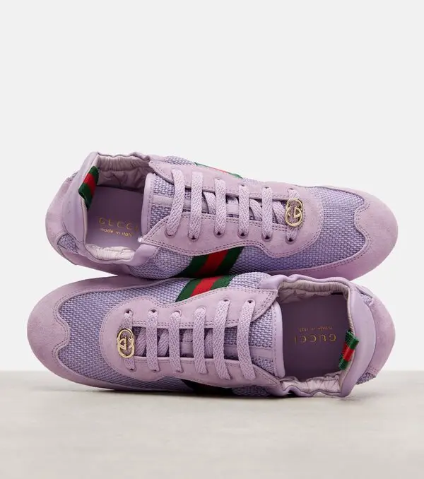 Gucci Shift Suede-trimmed Sneakers