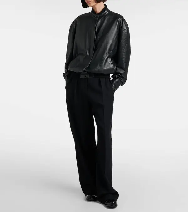 THE ROW Eleonora Leather Bomber Jacket