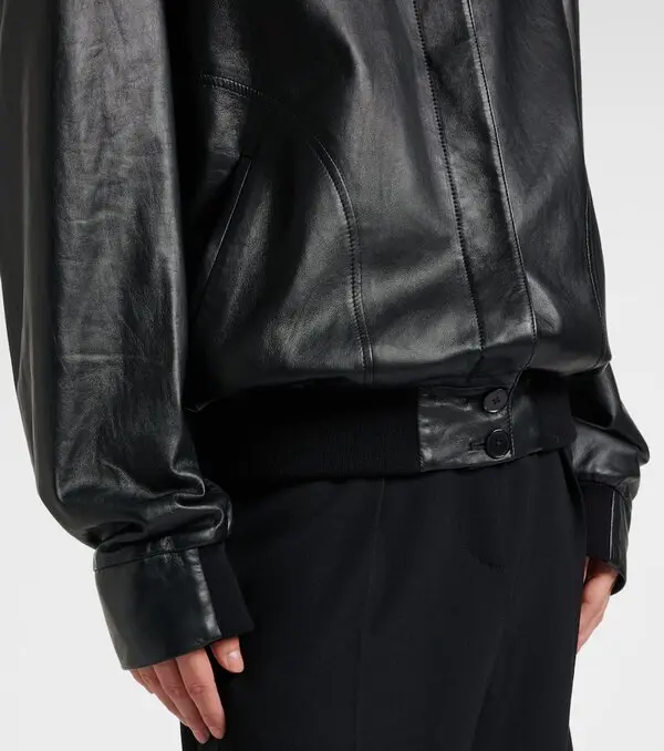 THE ROW Eleonora Leather Bomber Jacket