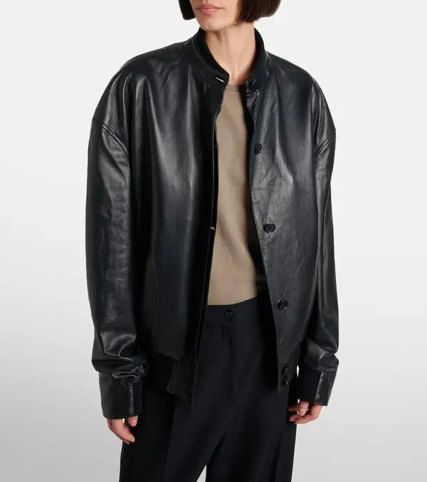 THE ROW Eleonora Leather Bomber Jacket