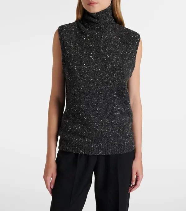 THE ROW Merilas Cashmere Turtleneck Top - Grey