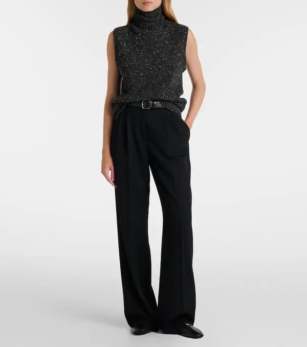 THE ROW Merilas Cashmere Turtleneck Top - Grey