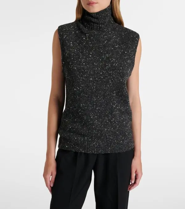 THE ROW Merilas Cashmere Turtleneck Top - Grey