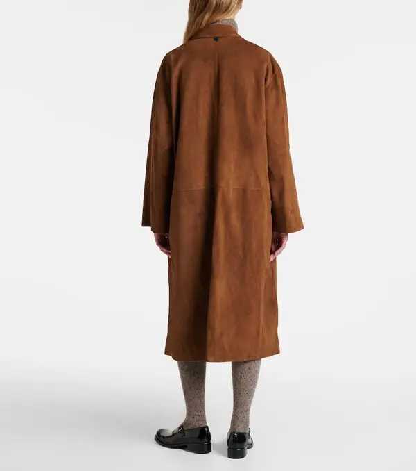THE ROW Serenis Suede Coat - Brown