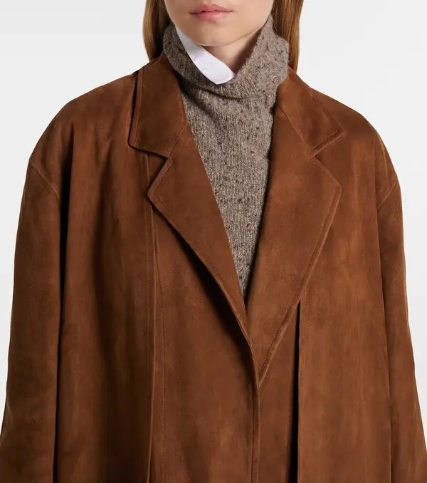 THE ROW Serenis Suede Coat - Brown