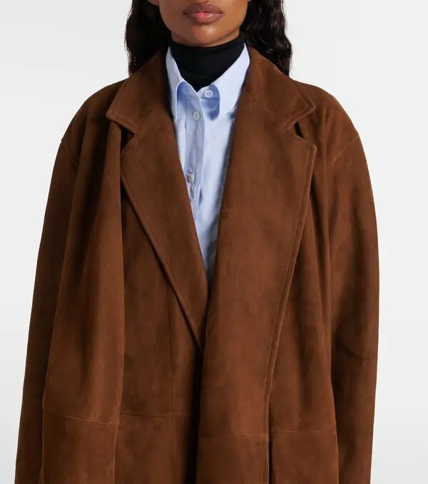THE ROW Serenis Suede Coat - Brown
