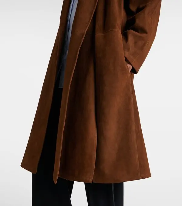 THE ROW Serenis Suede Coat - Brown
