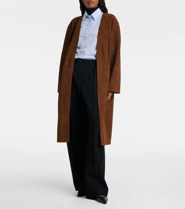 THE ROW Serenis Suede Coat - Brown