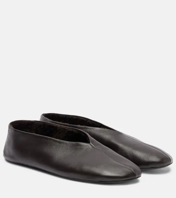 THE ROW Stella Leather Ballet Flats - Brown