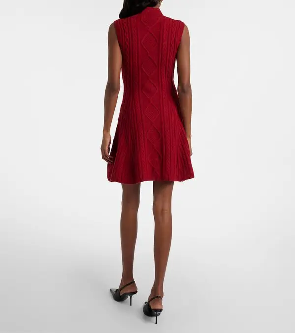 Staud Charade Cable-knit Wool-blend Minidress - Red