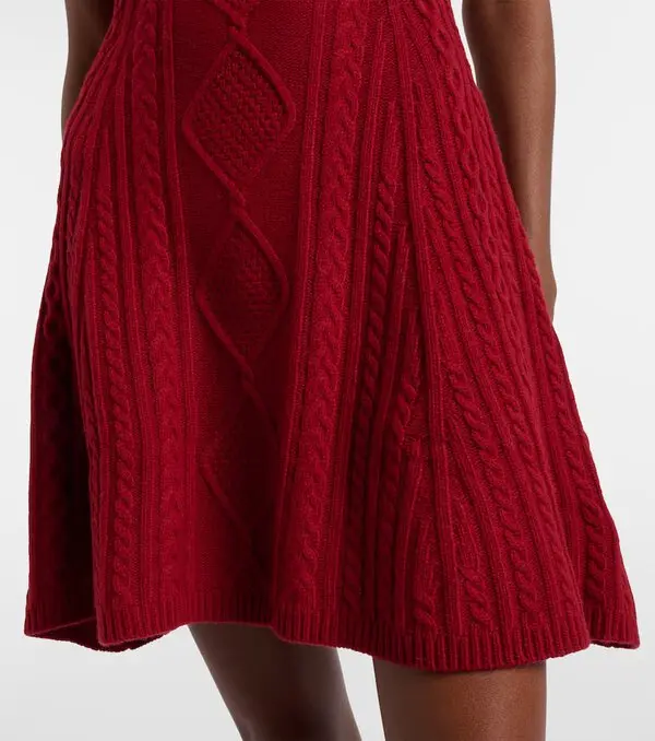Staud Charade Cable-knit Wool-blend Minidress - Red