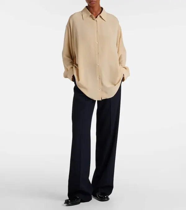 THE ROW Virgil Wool Gabardine Wide-leg Pants - Blue