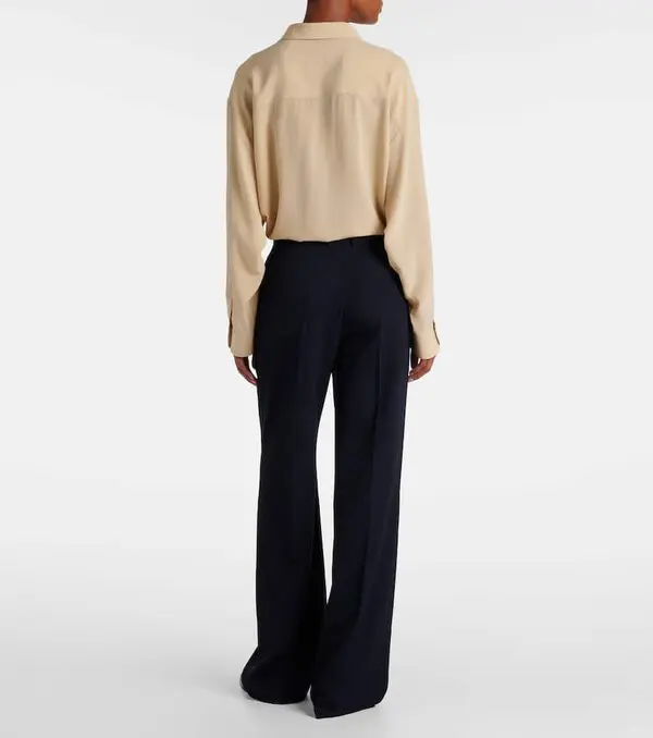 THE ROW Virgil Wool Gabardine Wide-leg Pants - Blue