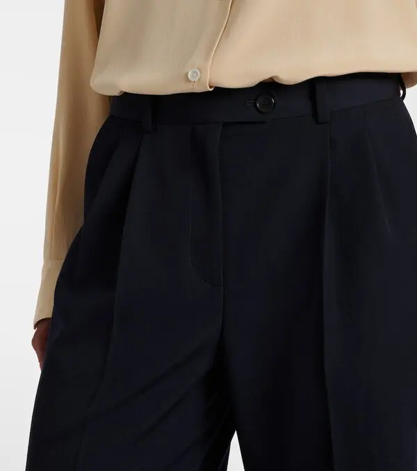 THE ROW Virgil Wool Gabardine Wide-leg Pants - Blue